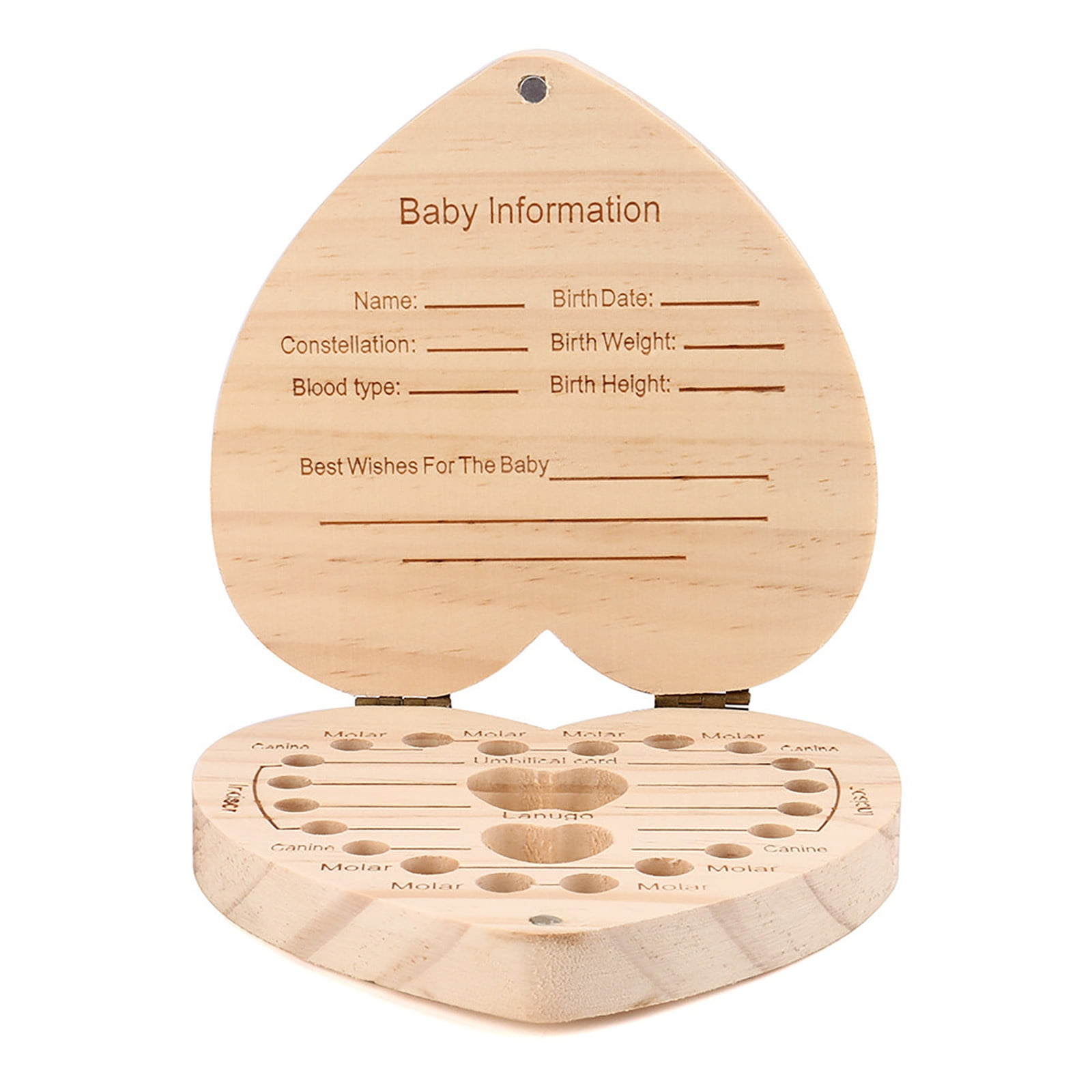 ZAROYEAX Kids Tooth Box Organizer Baby Save Milk Teeth Wood Storage Box ...