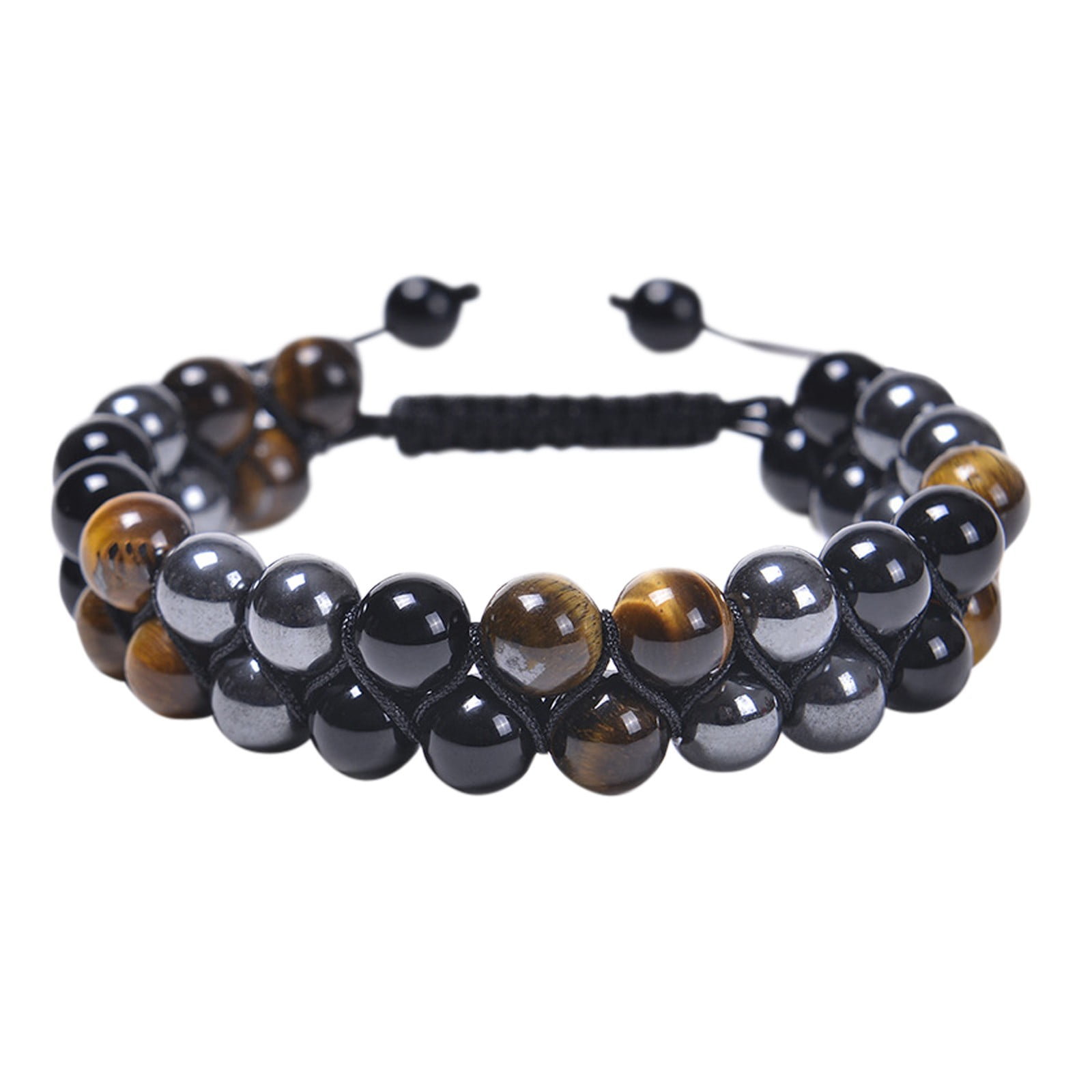 ZAROYEAX Men's Women's Triple Protection Bracelet Green Black Hand Bead ...