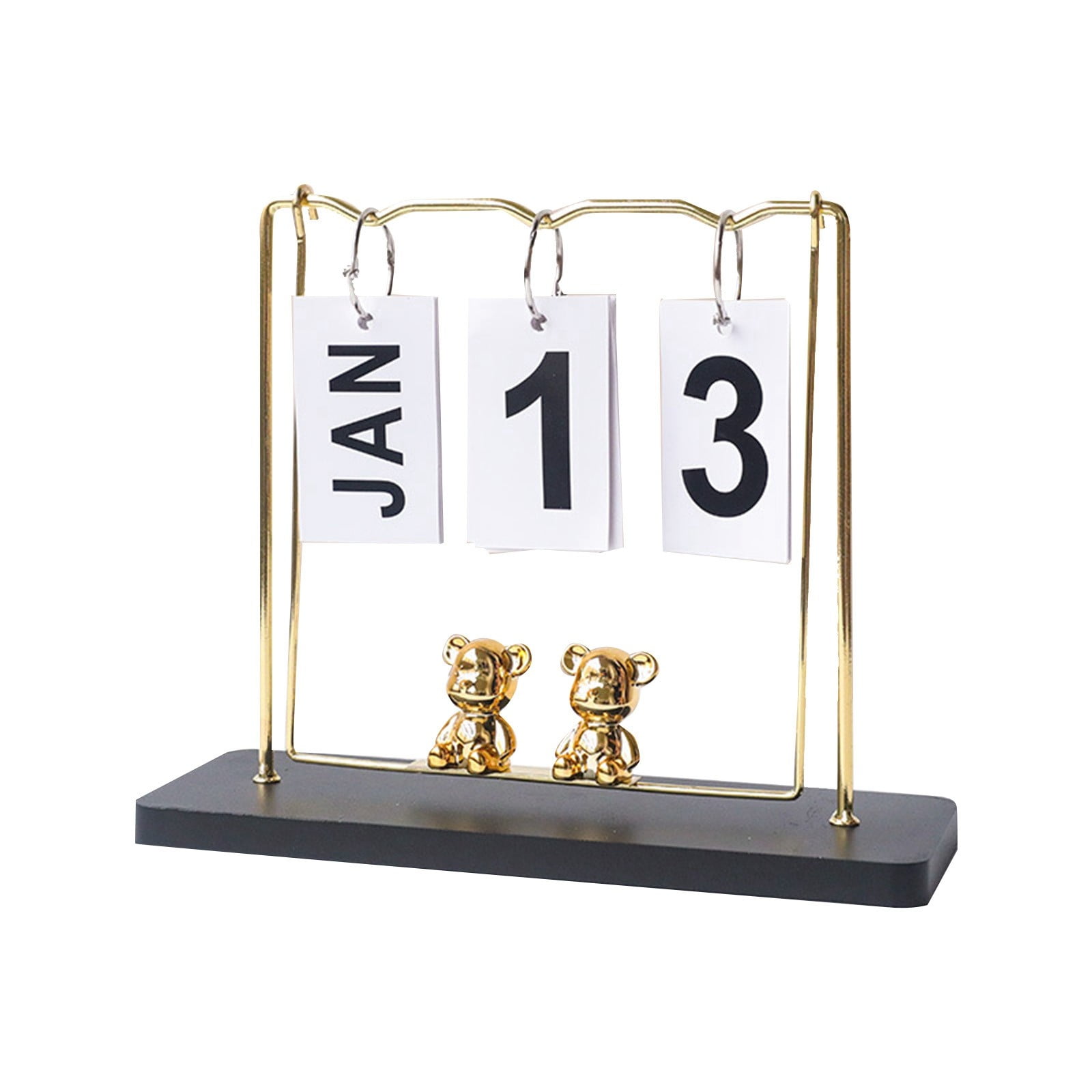 ZAROYEAX Modern Wooden Bear Page Flip Calendar Holder Natural Wood Desk ...