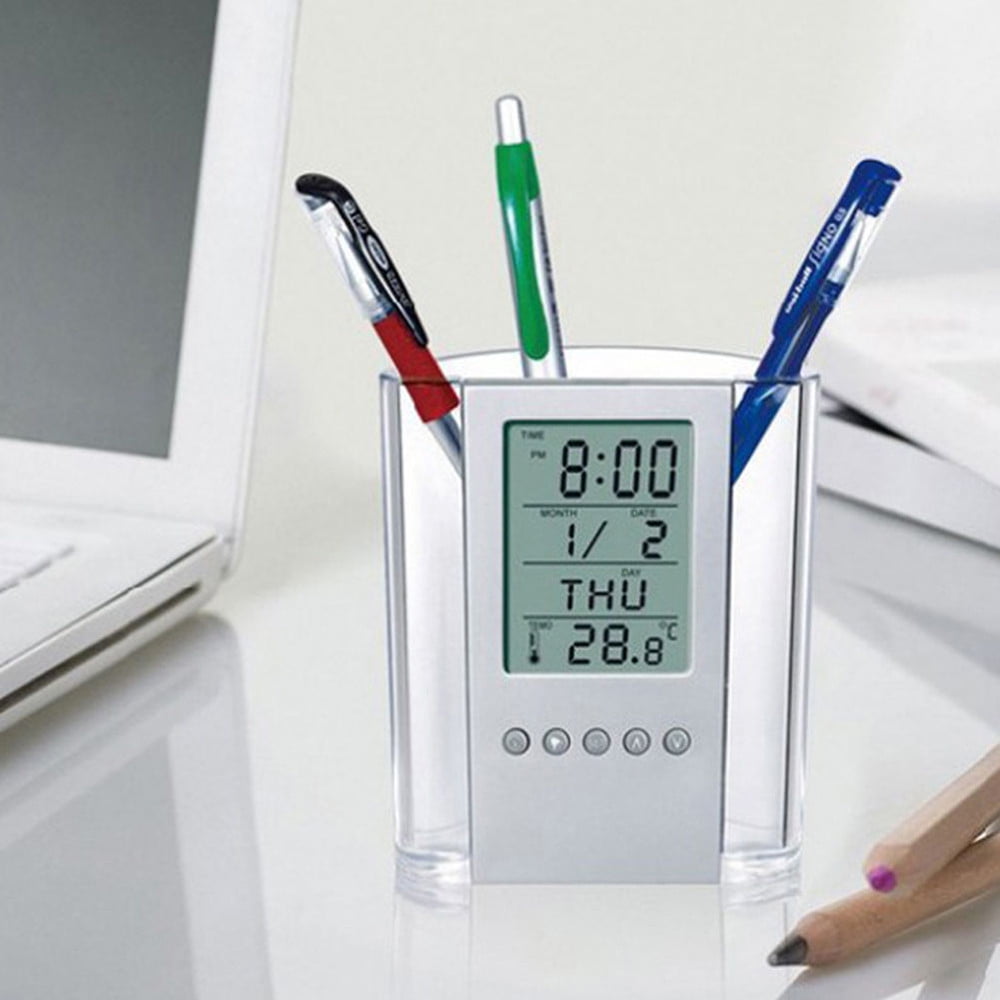 ZAROYEAX Multi-Functions Desk Pen Holder LCD Display Alarm Clock ... ZAROYEAX Multi-Functions Desk Pen Holder LCD Display Alarm Clock ...