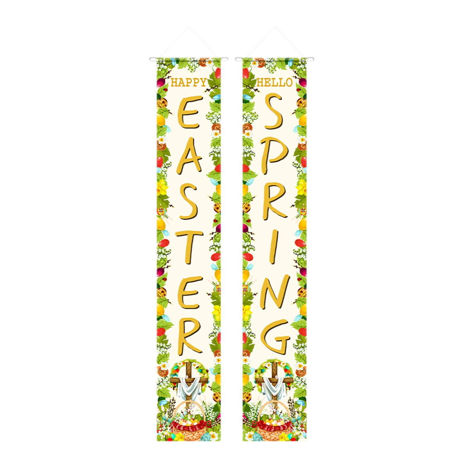 ZAROYEAX New Easter Couplet Chicken Rabbit Bunting Party Scene Decorate ...