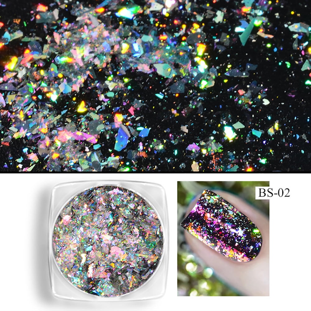 ZAROYEAX New Nail Powder Neon Mirror glitter Mirror Effect Rainbow Opal ...