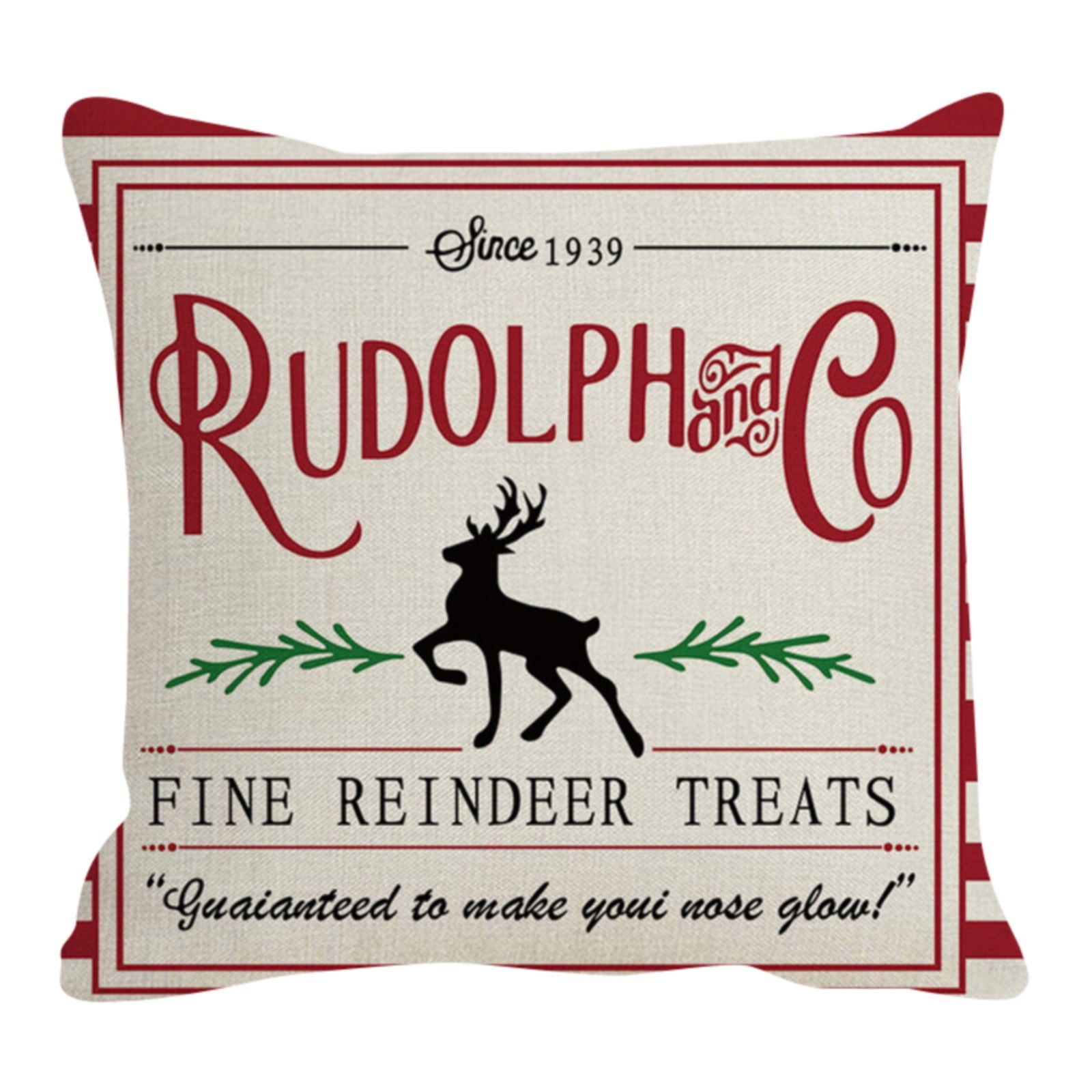 ZAROYEAX Red Letter Christmas Pillow Linen Printing Home Pillow Sofa ...