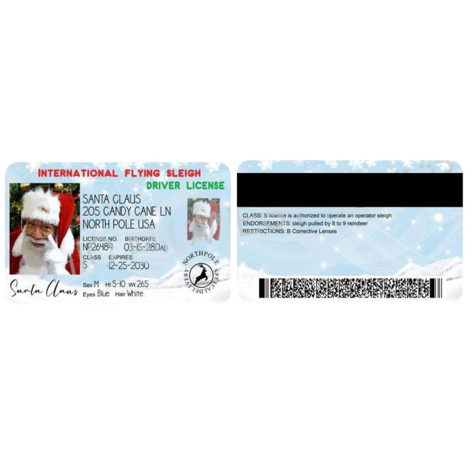 ZAROYEAX Santa Driver License ID Card Novelty Christmas Gift - Walmart.com