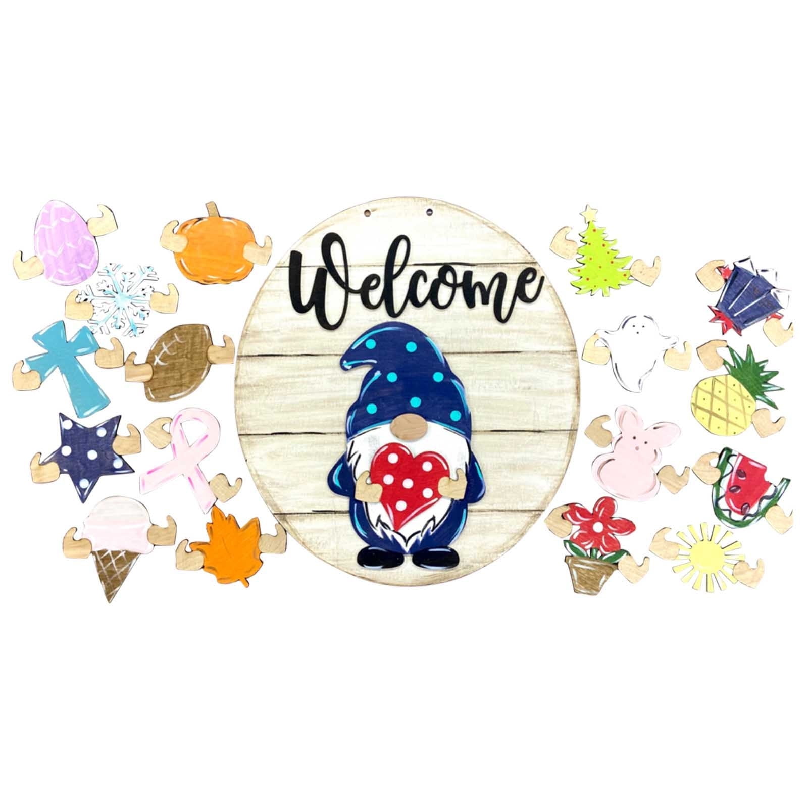 ZAROYEAX Seasonal Welcome Sign with Interchangeable Front Door Porch ...
