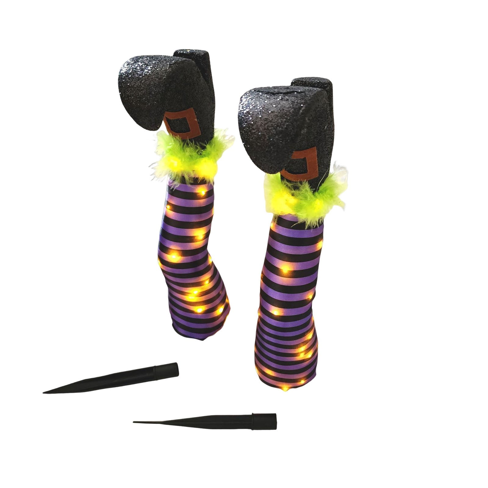 ZAROYEAX Set of 2 Lighted Witch Legs with Ground Stick Light Up Witch ...