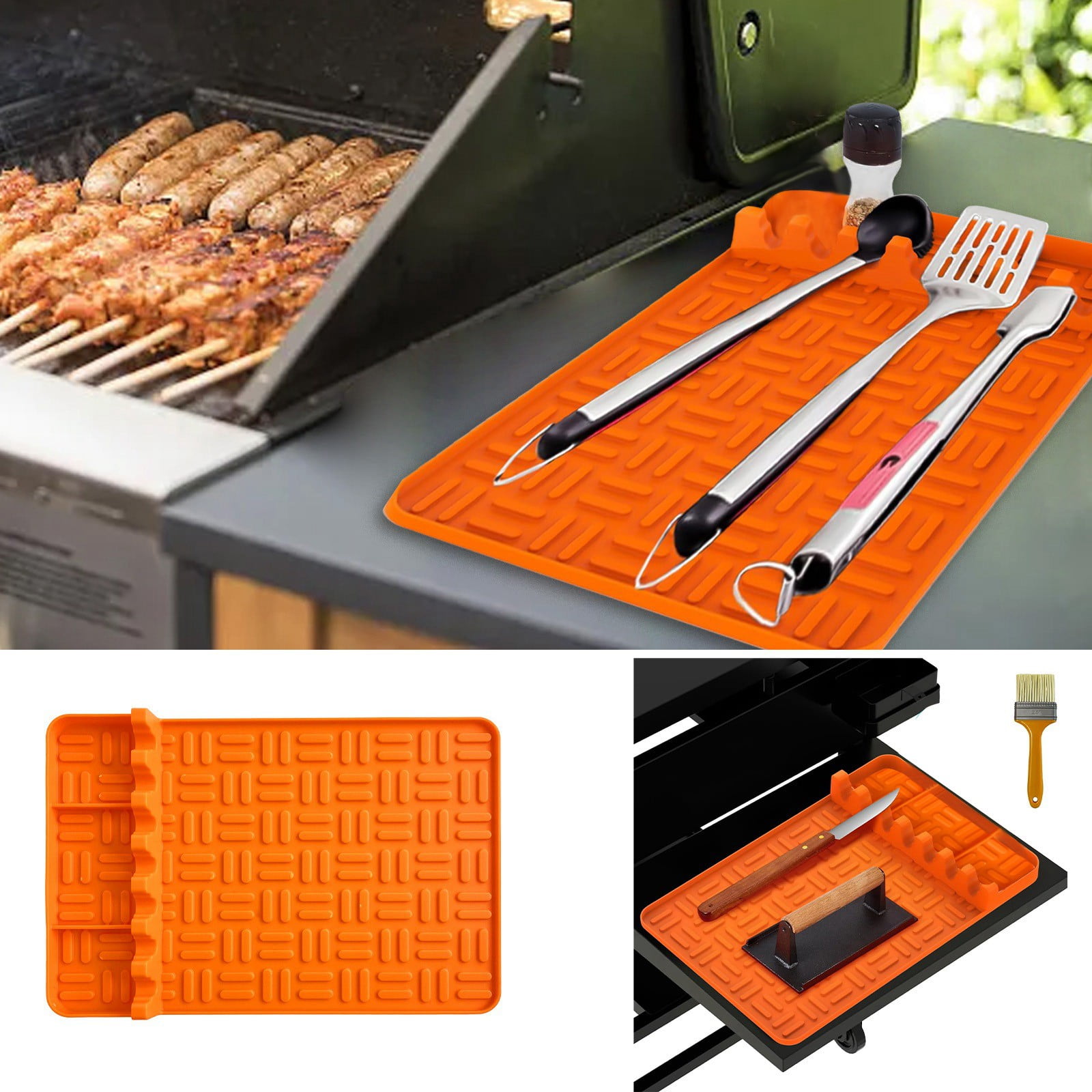 ZAROYEAX Silicone Grill Mat Large Size Silicone Side Shelf Griddle ...