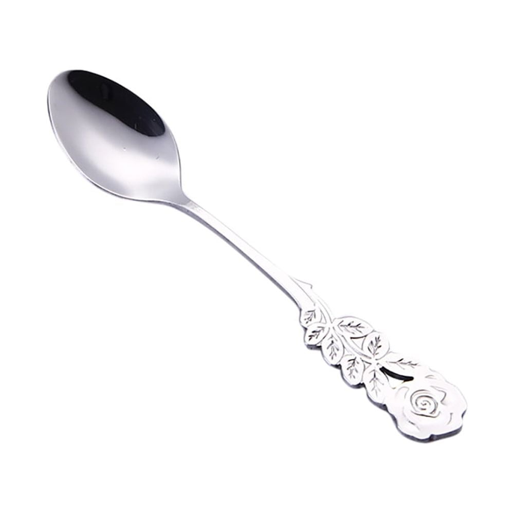 ZAROYEAX Stainless Steel Flower Spoon Coffee Tea Spork Flatware Dessert ...