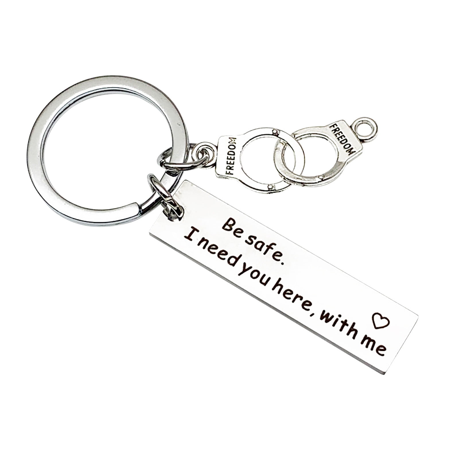 ZAROYEAX Stainless Steel Handcuff Keychain Be Safe I Need You Here with ...