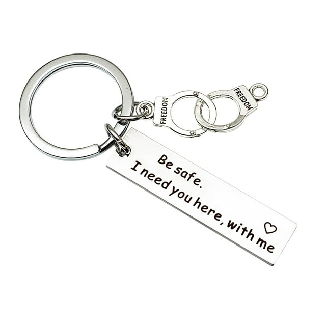 ZAROYEAX Stainless Steel Handcuff Keychain Be Safe I Need You Here with ...