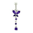 Zaroyeax Stainless Steel Rhinestone Navel Belly Button Rings Pink