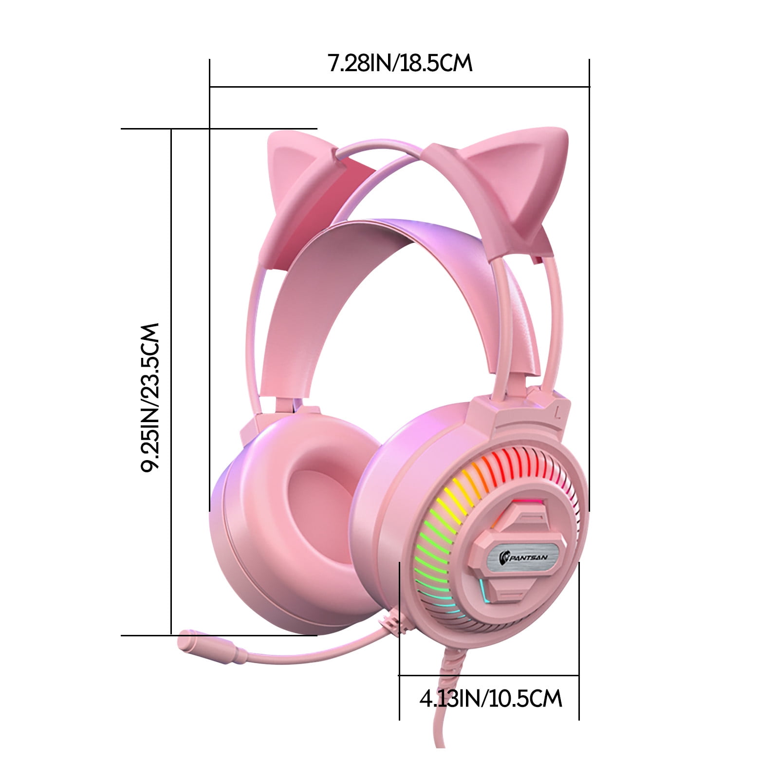Zaroyeax Stereo Gaming Headset With Mic 35mm Sound Detachable Pussy Ear Headphones Lightweight