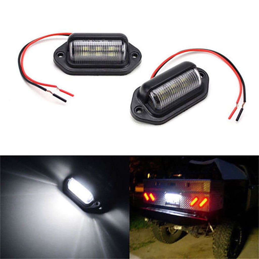 ZAROYEAX Waterproof 6 LED 12V License Plate Light Car Boat Truck Trailer Step Lamp 2pcs ...
