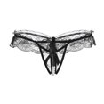 Zaroyeax Womens Sexy See Through Lace Pearl Open Thong Underwear