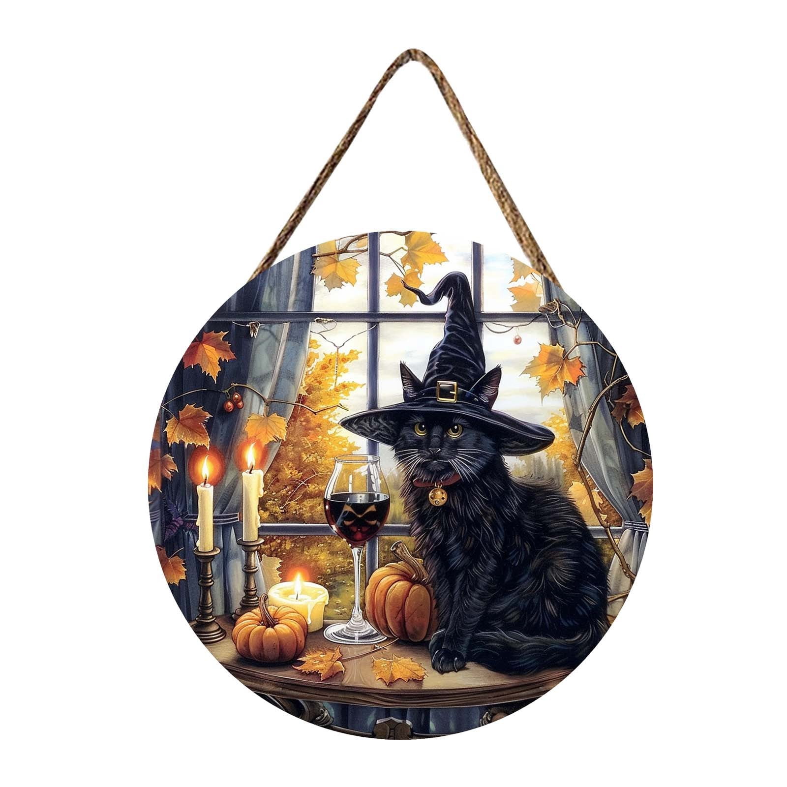 ZAROYEAX Wooden Cat Round Plaque Decoration - Walmart.com