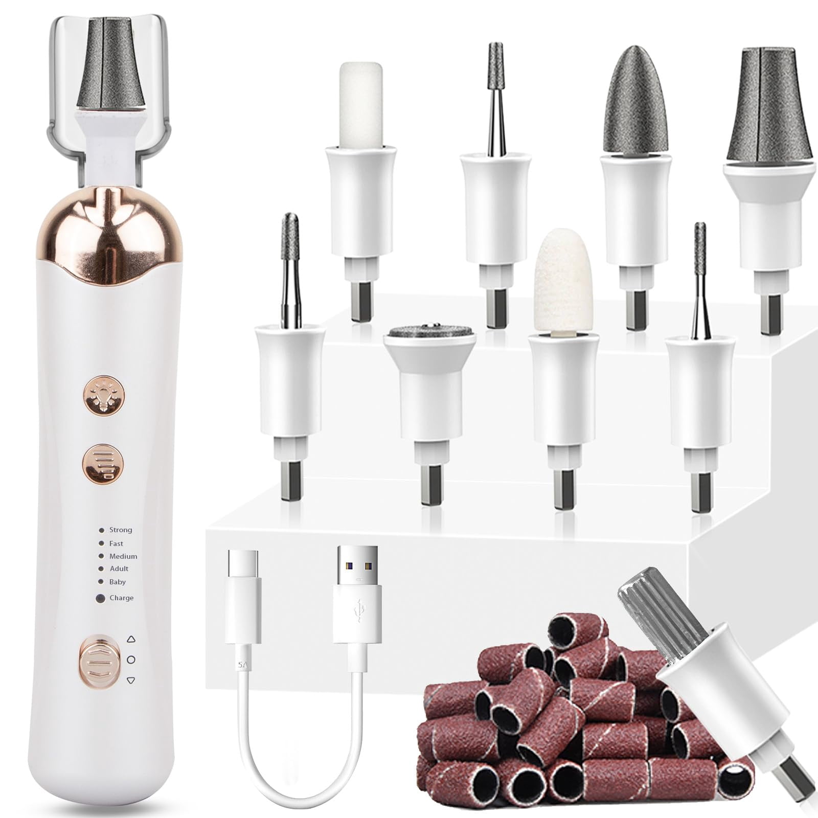 ZARRSON Professional Nail Drill Kit:Rechargeable Electric Nail Filer ...