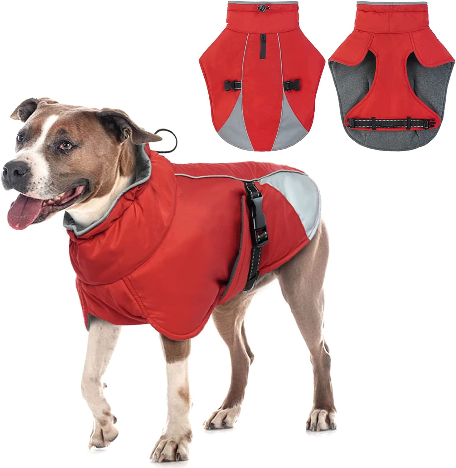 ZARYIEEO Dog Coat Polar Fleece Lined Warm Dog Jacket for Winter Cold ...