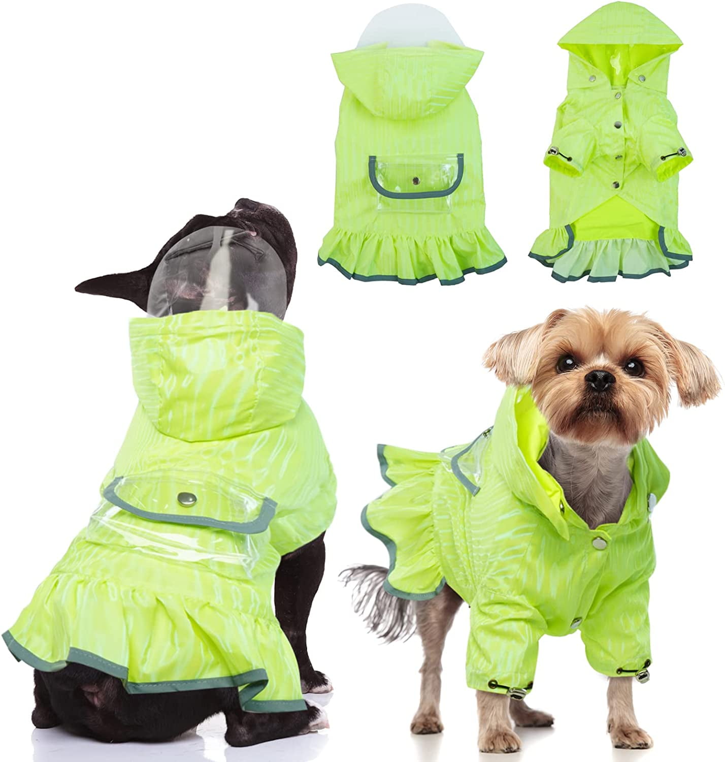 ZARYIEEO Dog Raincoat with Hood Reflective Rainproof Jacket, Hooded Dog ...