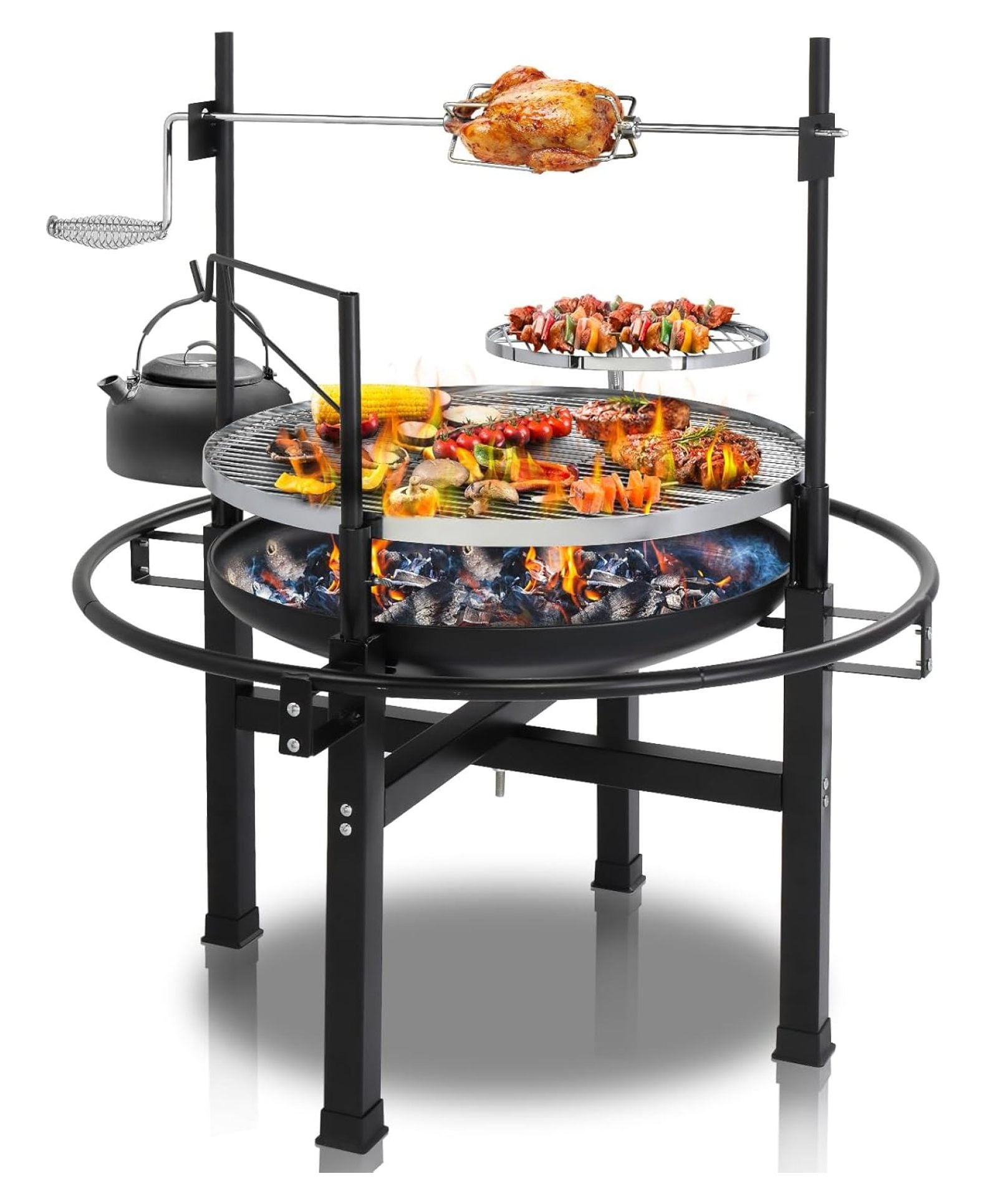 ZAWkirJ 33 Inch 2 in 1 with Grills, Wood Burning with Adjustable Swivel ...