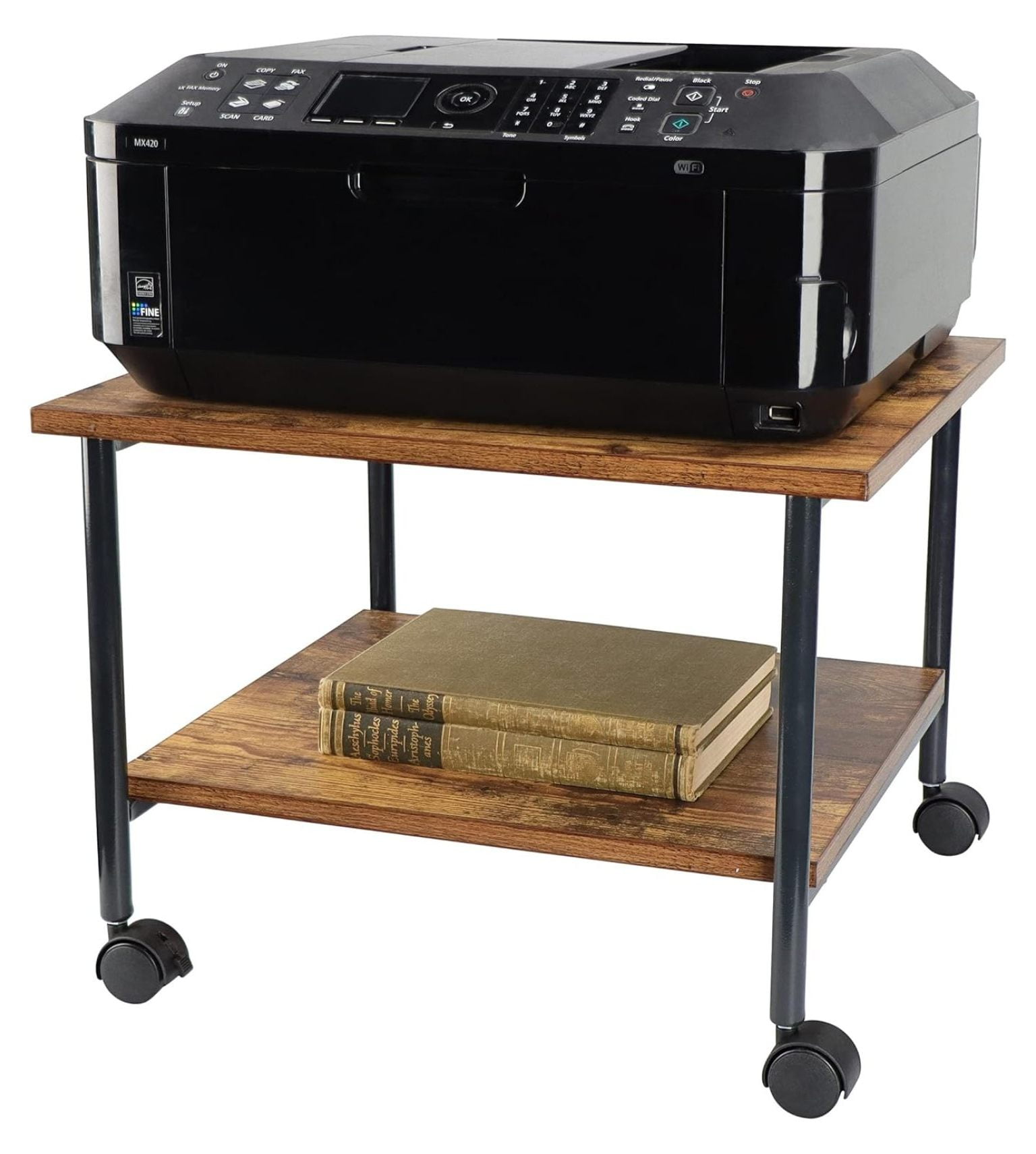 ZAWkirJ Under Desk Printer Stand Rolling Cart on Wheels - 2 Shelf ...