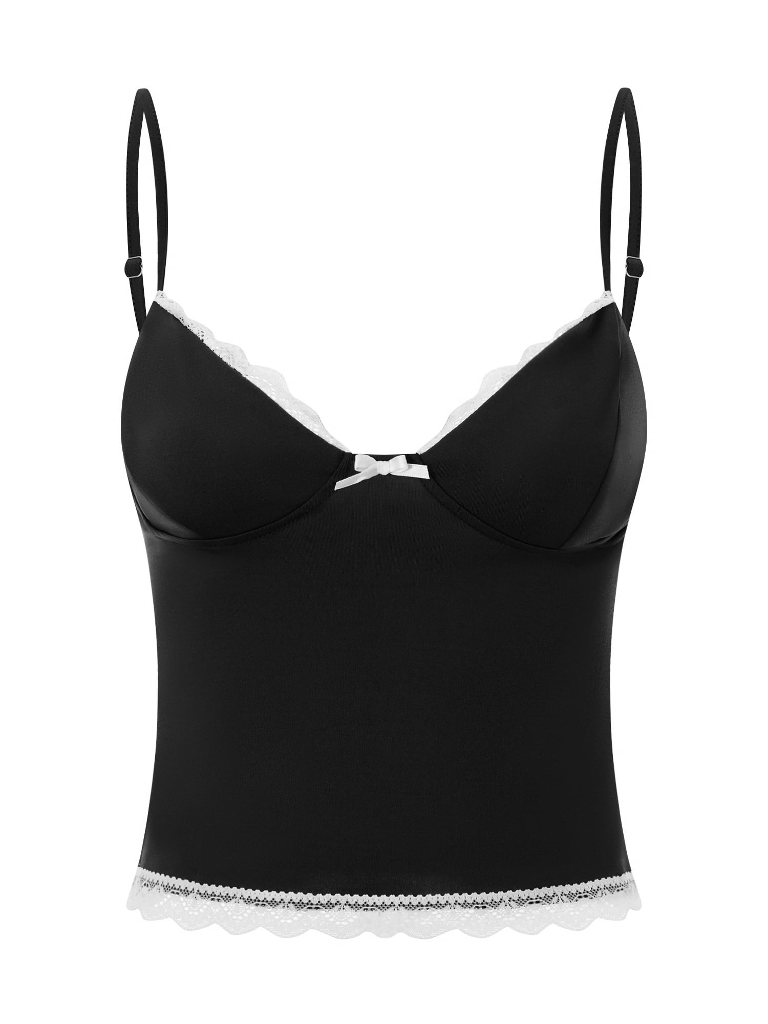 ZAXARRA Women Spaghetti Strap Camisoles Lace Trim Sleeveless Backless ...