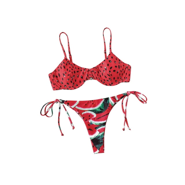 Zaxarra Women Two Piece Swimsuit Swimwear Halter String Triangle Bikini