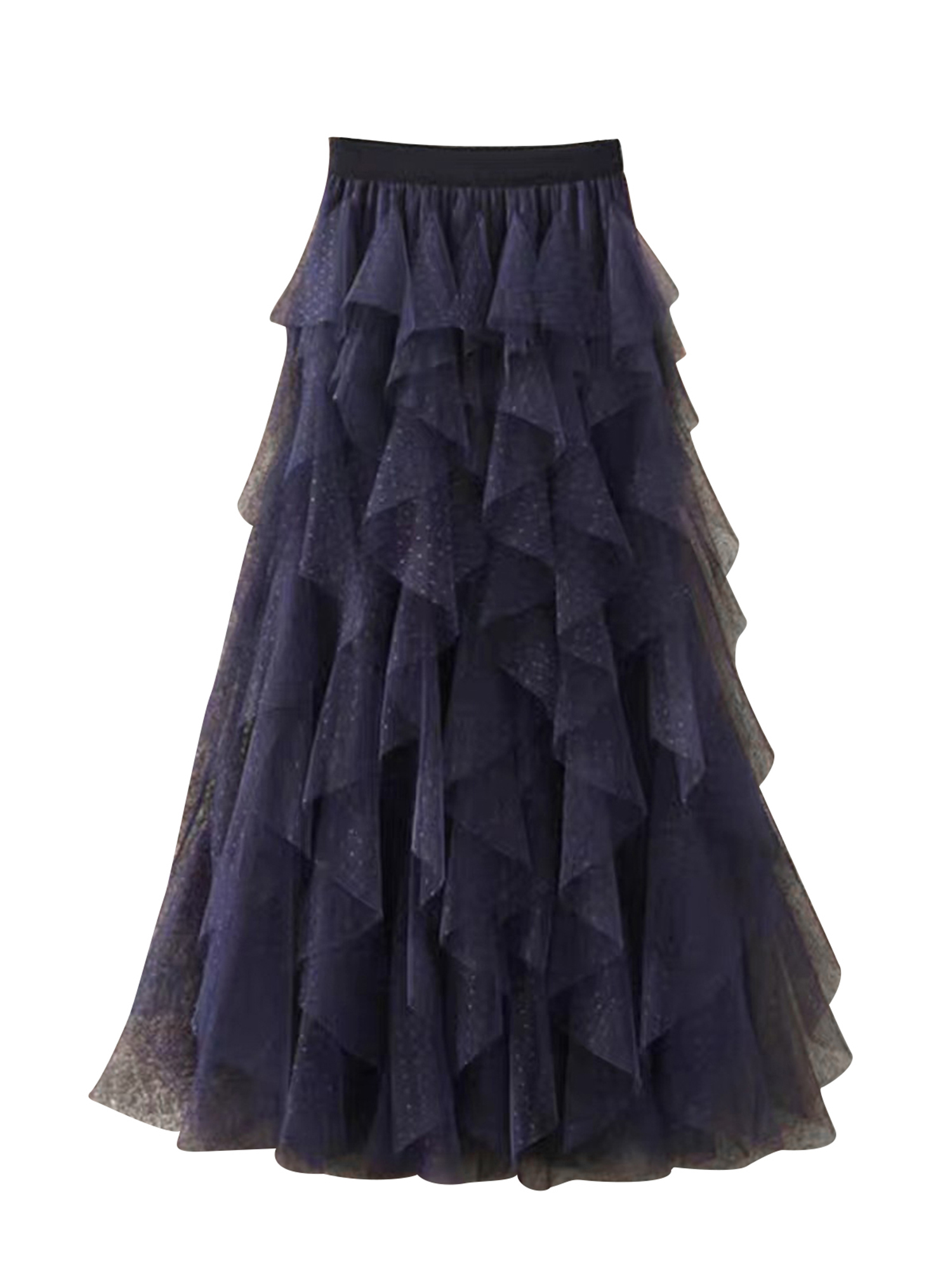 ZAXARRA Women's Mini Dot Print Midi Skirt Elastic High Waist Irregular ...