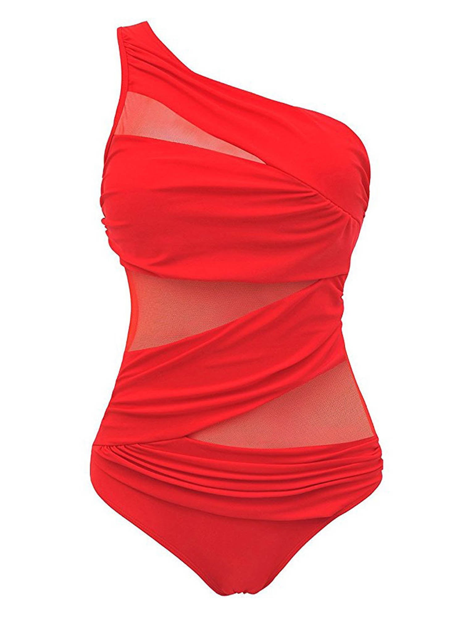 ZAXARRA Women's One Piece Swimsuits One Shoulder Plus Size Swimwear ...