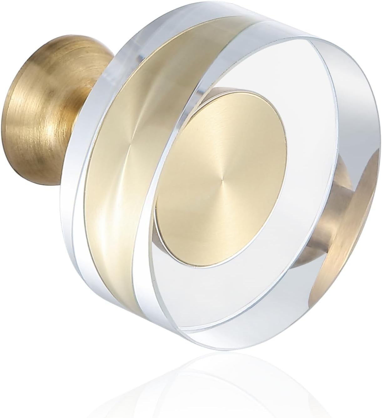 ZAZAIKS 12-Pack 1-1/4-Inch White Cabinet Glass Crystal Brass knobs ...