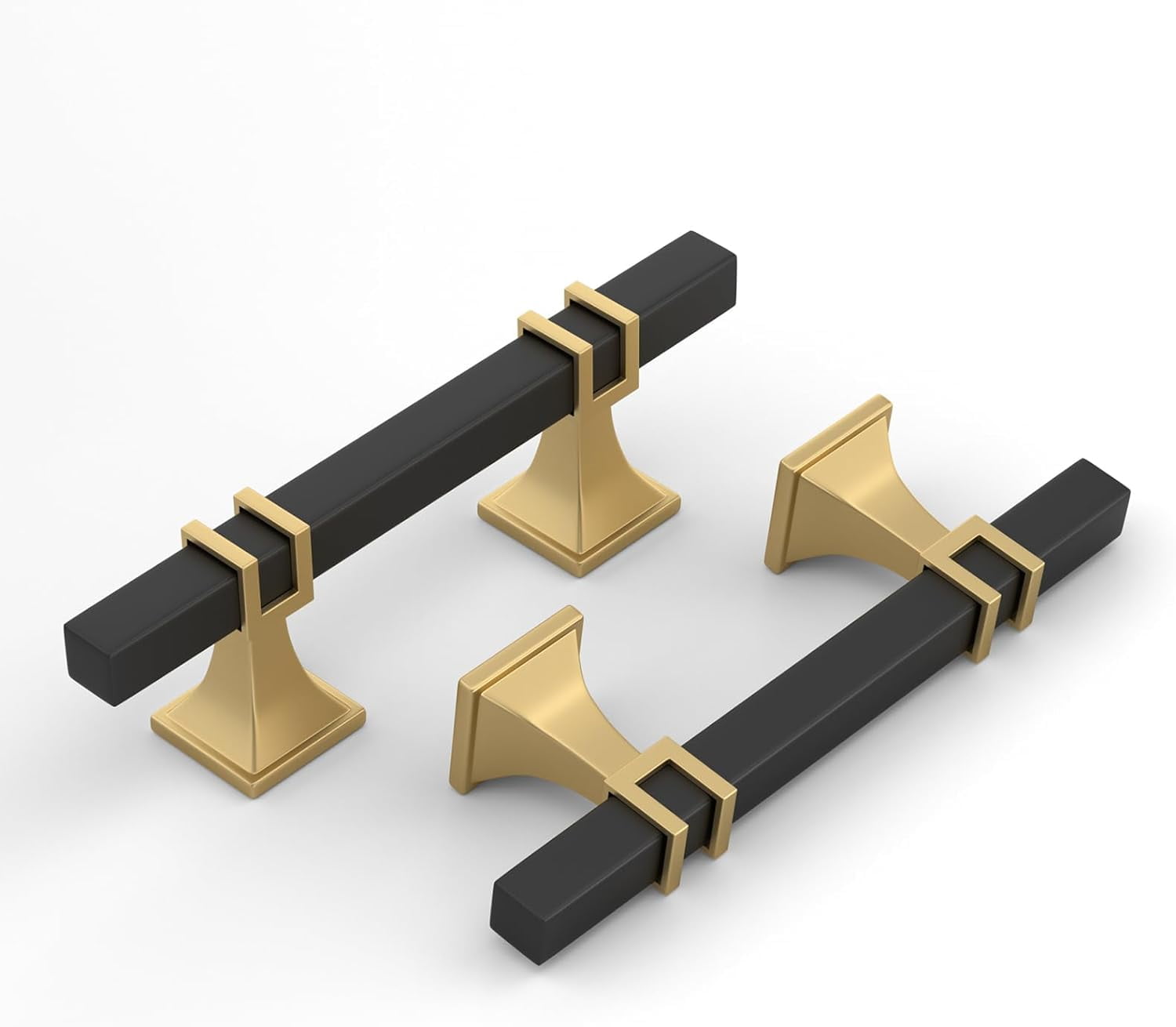 ZAZAIKS 6 Pack 5 Inch Black and Gold Cabinet Pulls Matte Black Drawer ...