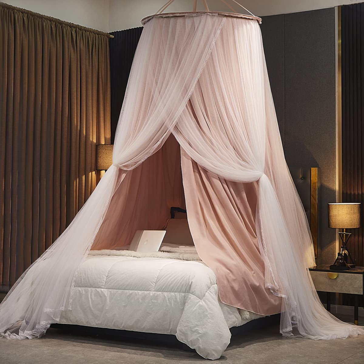 ZAZAIKS Luxurious Bed Canopy for Girls & Adults, Large Elegant Double ...
