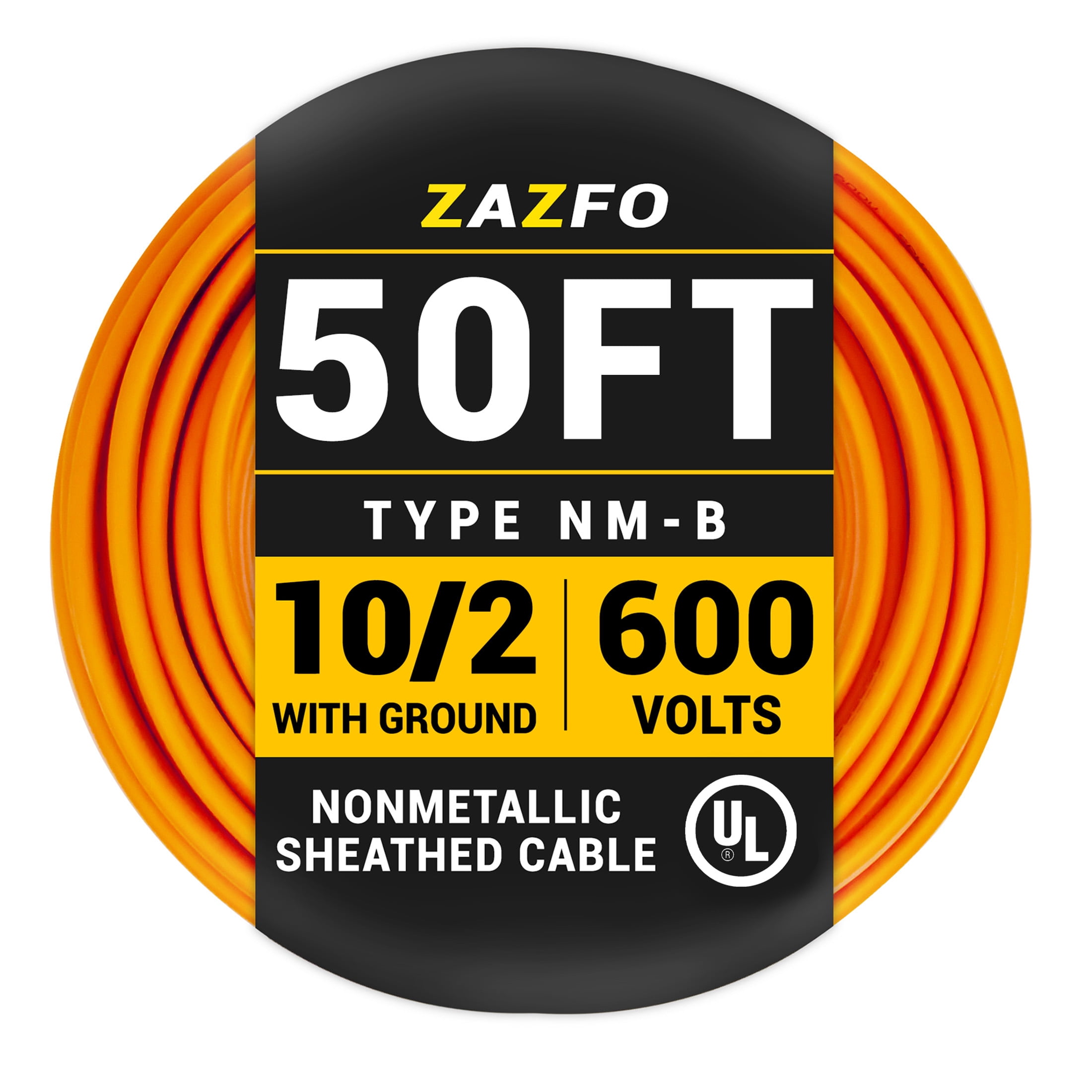 ZAZFO 50ft 10/2 Electrical Wire,10 AWG 2 Conductors with Ground Wire ...