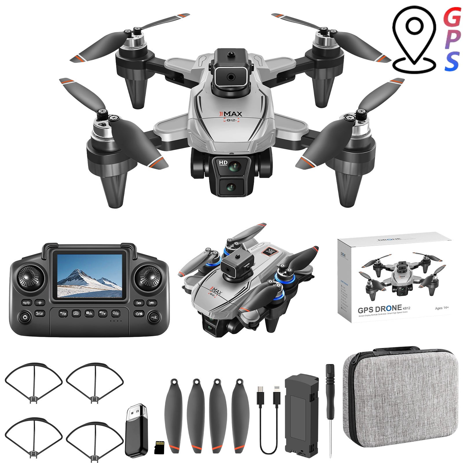 ZAZNIWO 5G GPS Drone with Screen Remote Control - 1080P HD Brushless ...