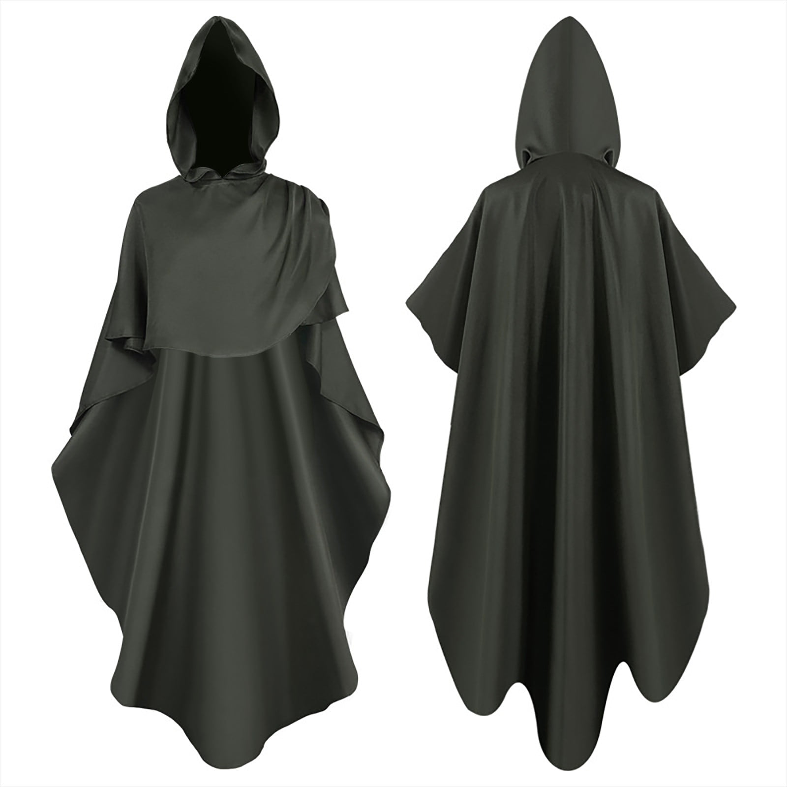 ZAZYULZ Hooded Medium Women Cape Vintage Overcoat Fashion Button Cloak ...