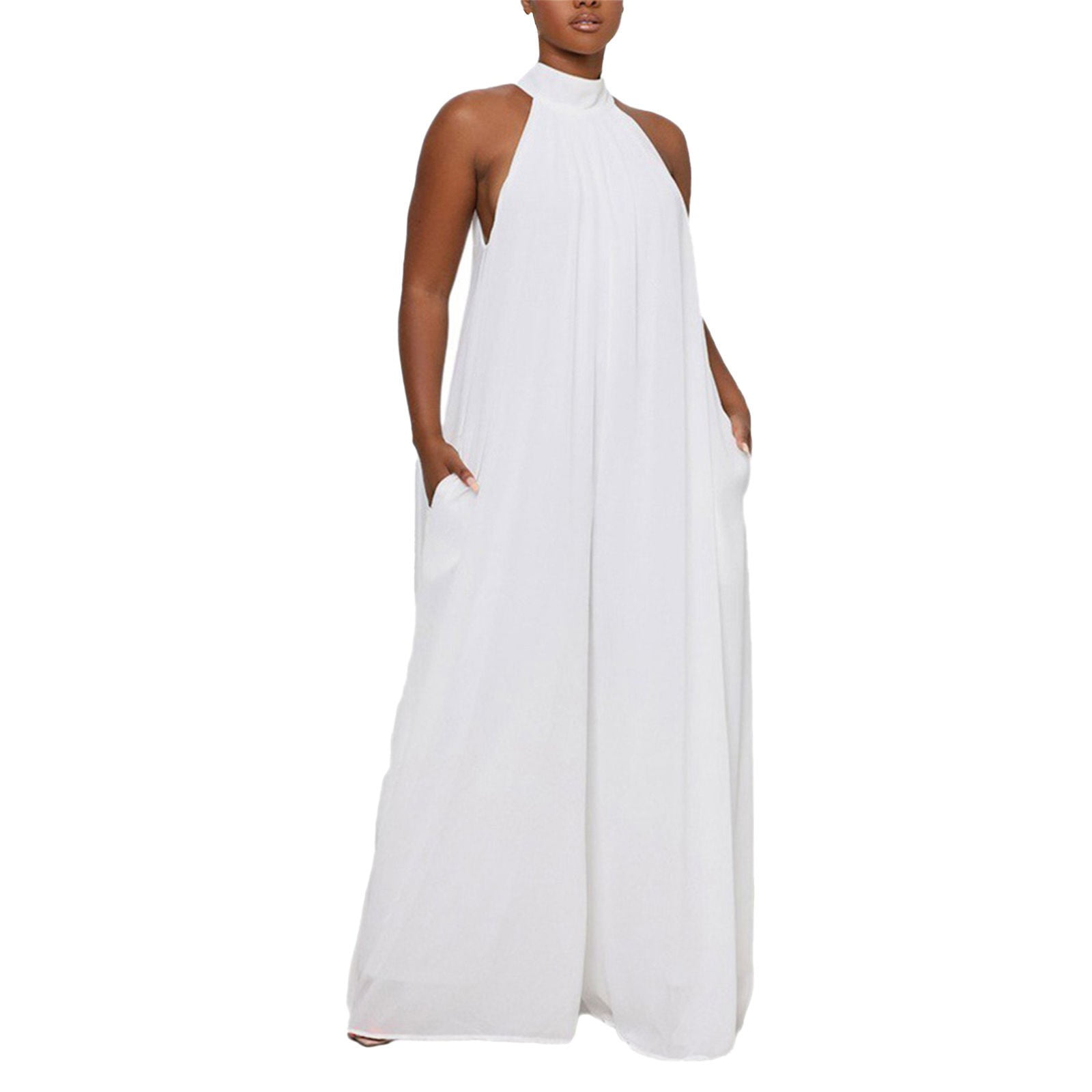 ZAZYULZ Jumpsuit for Women Plus Size Ladies Solid Color Casual Chiffon ...