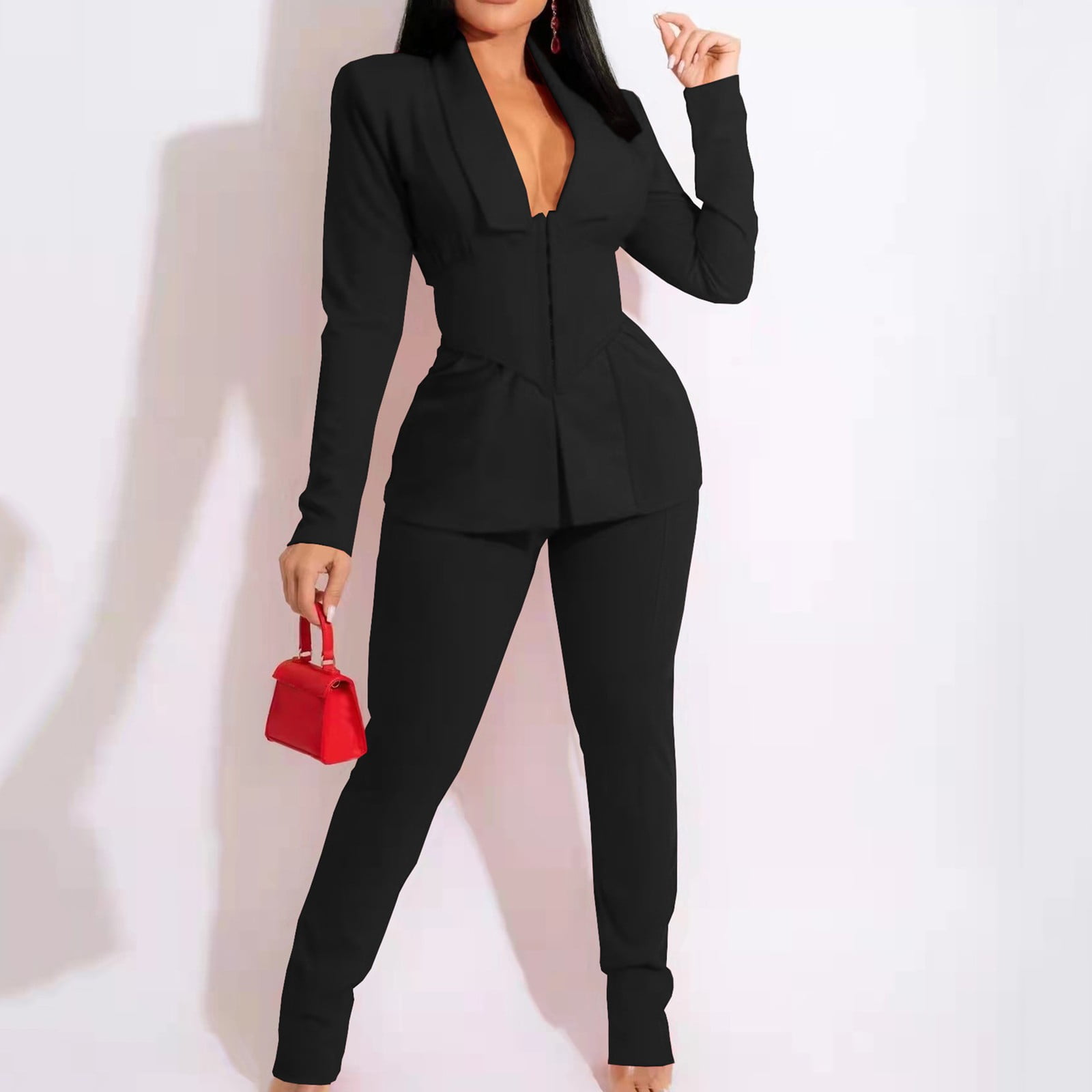 ZAZYULZ Women Suits Women's Two Piece Lapels Suit Set Office Business ...