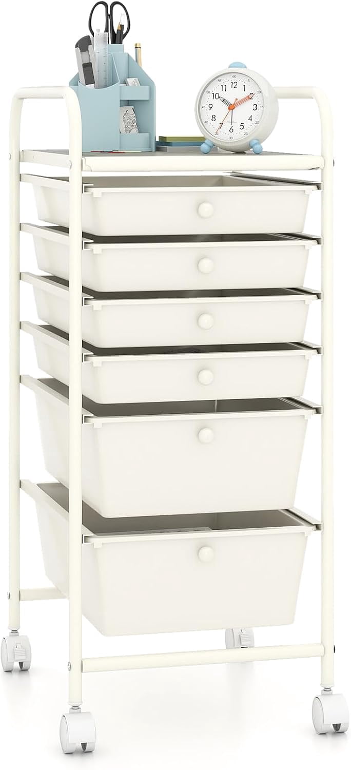 ZBAKF 6 Storage Drawer Cart Rolling Organizer Cart for Tools Scrapbook ...