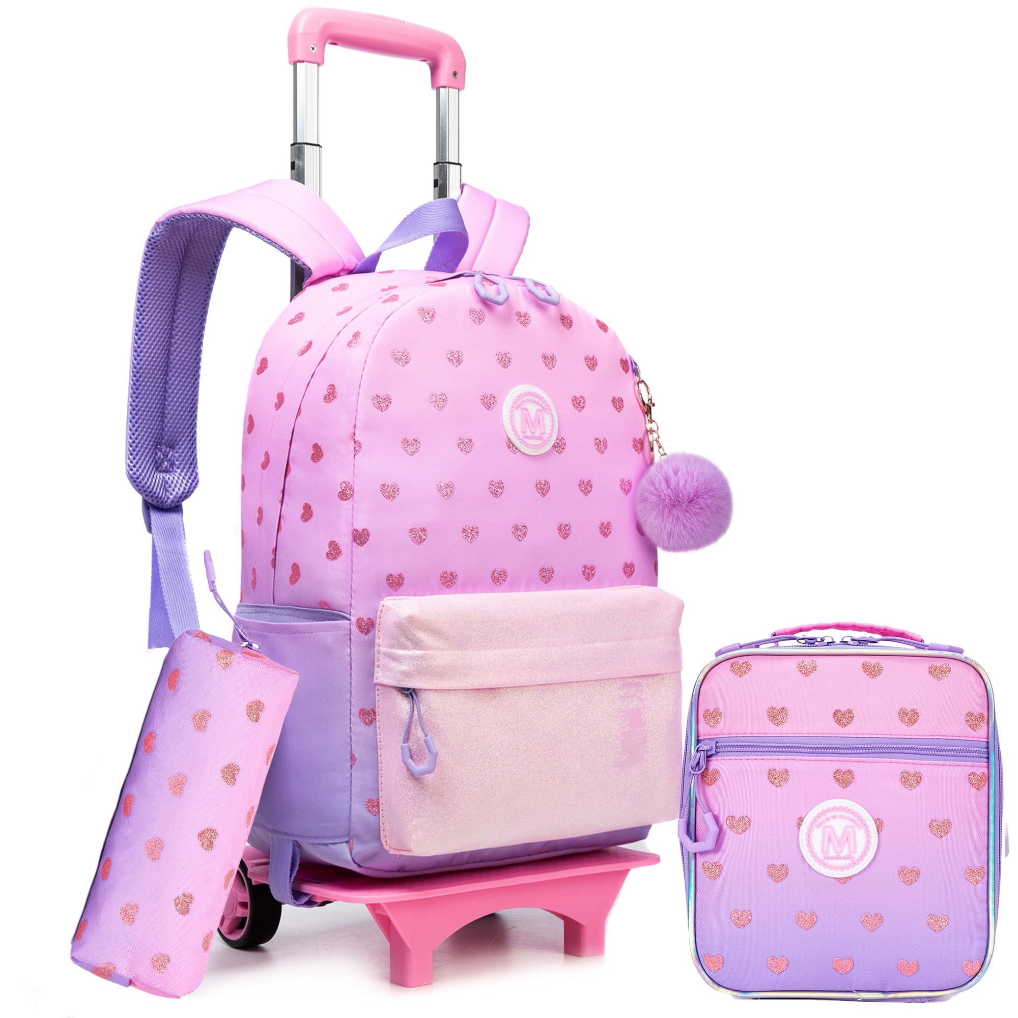 ZBAOGTW Rolling Backpack for Girls 8-12 Travel Backpack with Wheels for ...