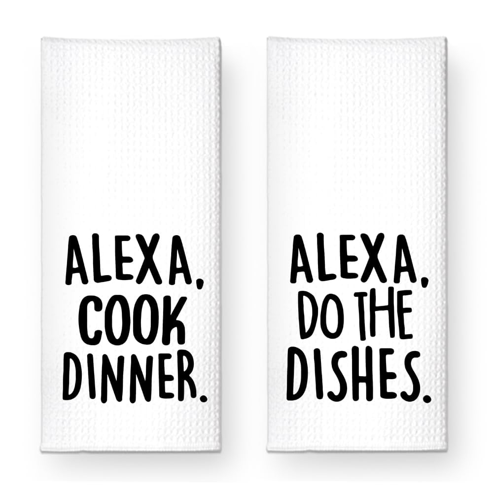 ZBBFSCSB Alexa Cook Dinner Funny Kitchen Towels 2 Pack, Cute New House ...