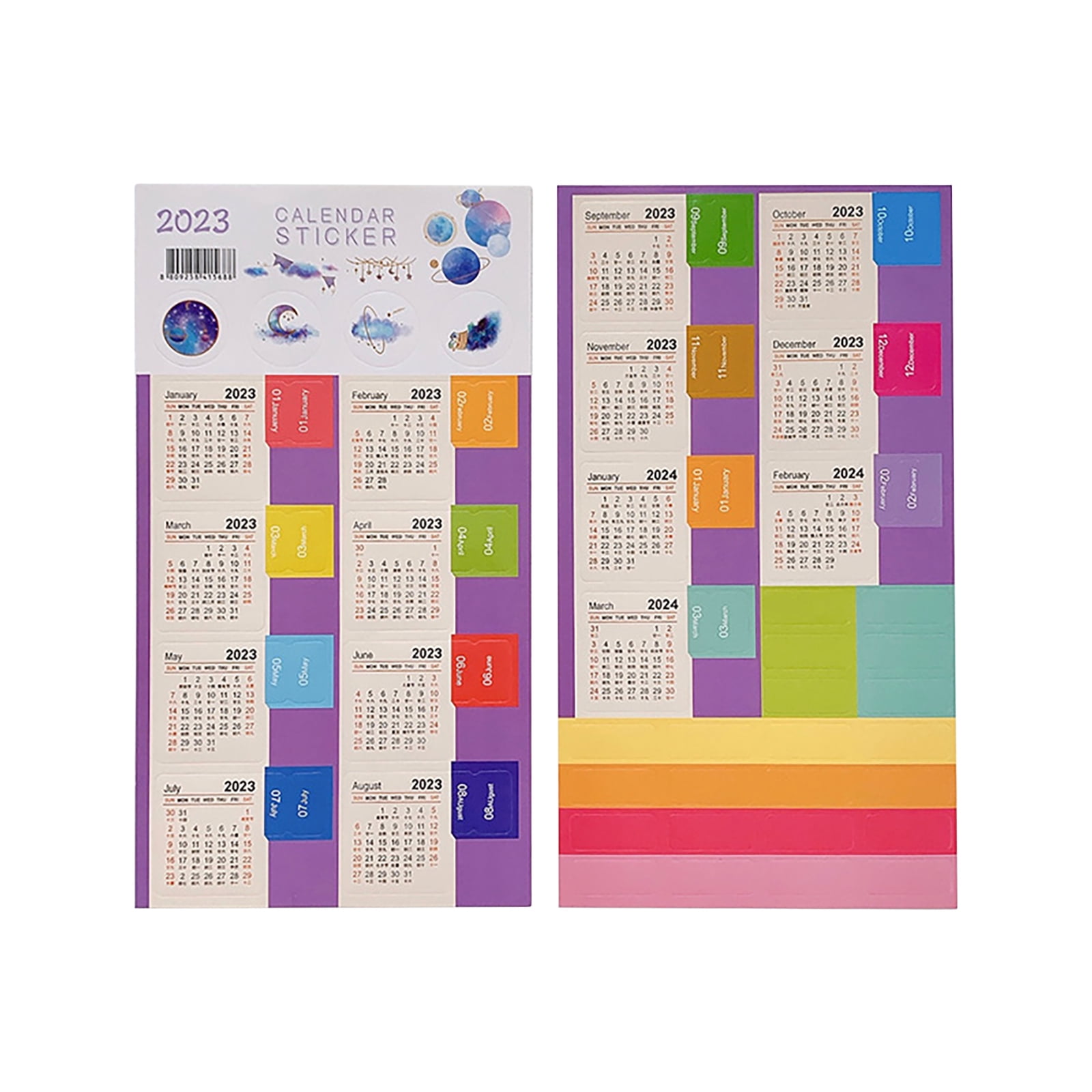 ZBFJINX 10 Packs Of 2023 To 2024 Year Calendar Index Stickers Diary ...