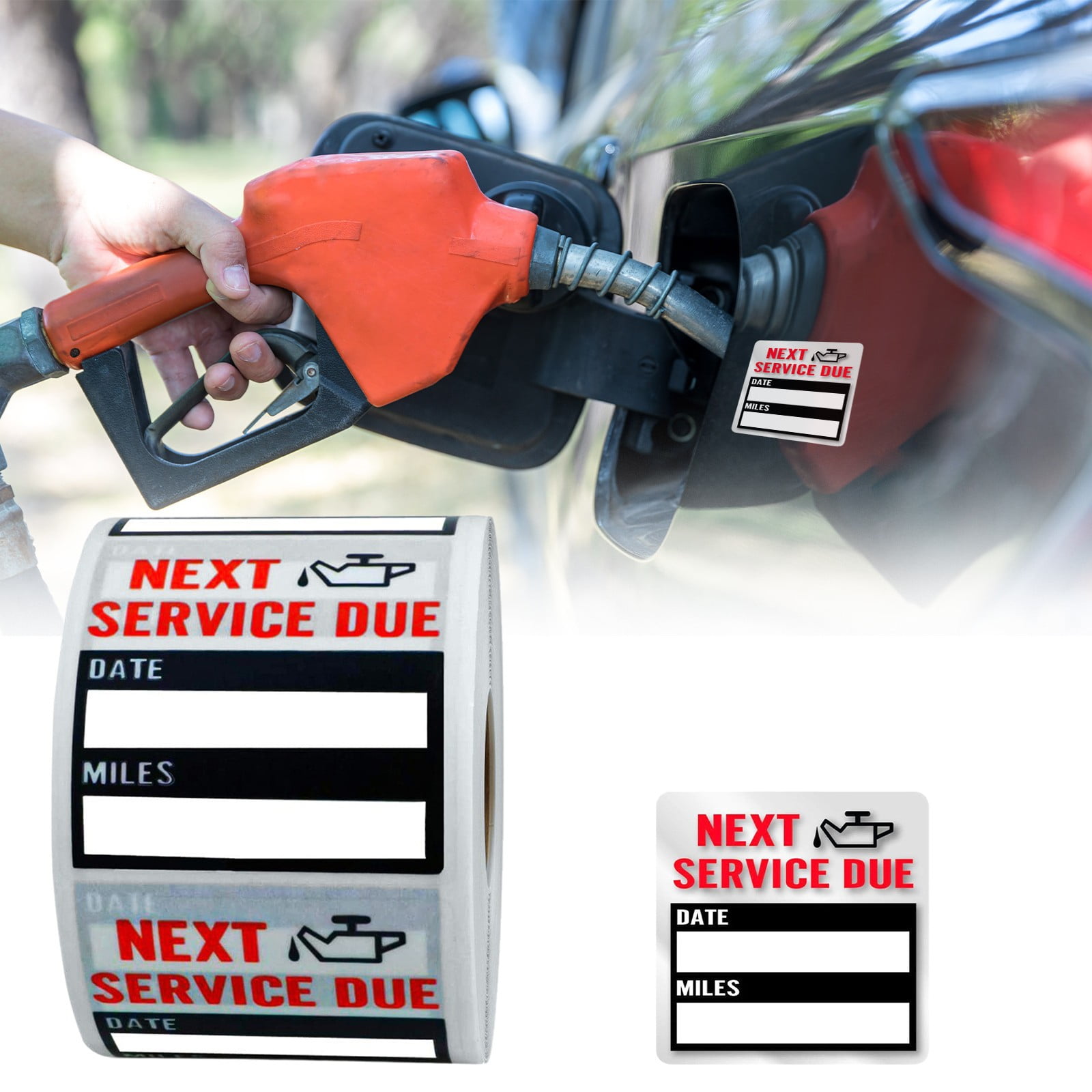 ZBFJINX 100 Labels Roll Oil Change Service Reminder Stickers Clear ...