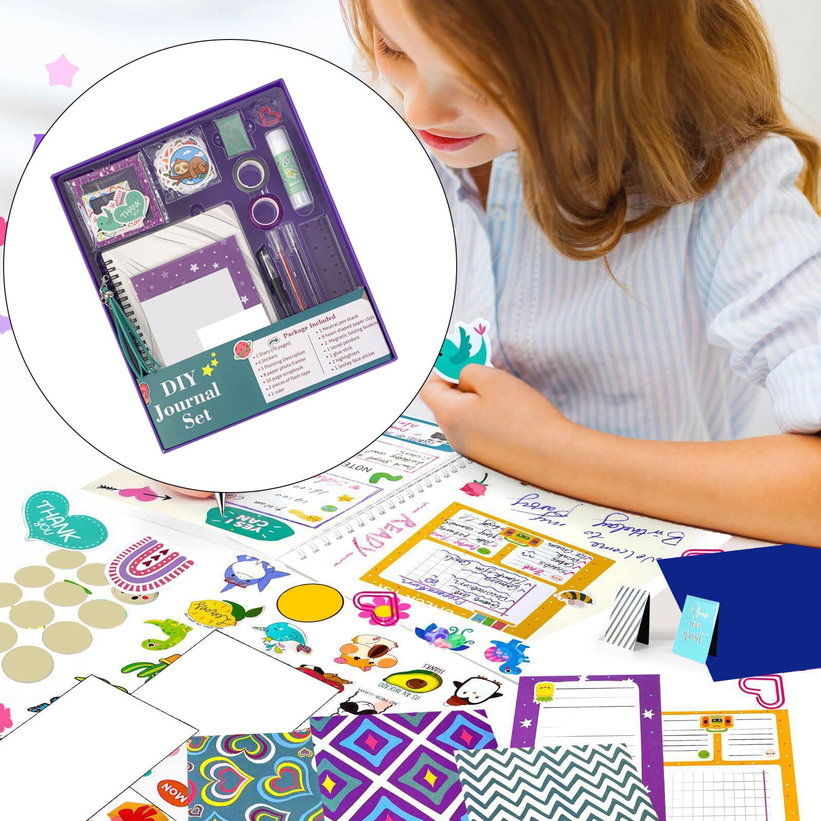 ZBFJINX 104Pcs DIY Journal Set Personalized Diary Stuff For Tweens ...