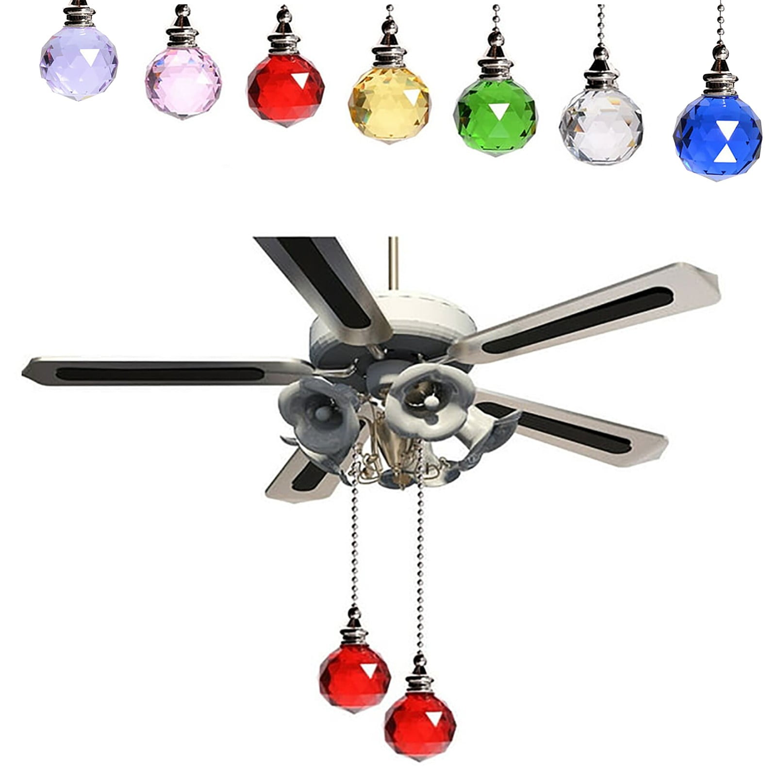 ZBFJINX Crystal Ball Dazzling Crystal Ceiling Fan Pull Chain Pull Chain ...
