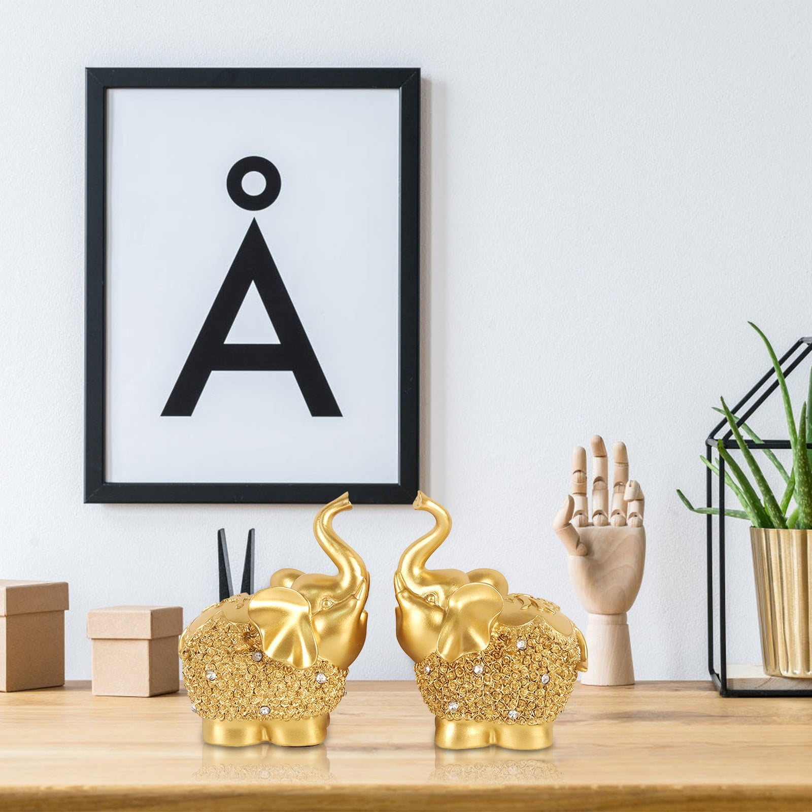 ZBFJINX Feng Shui Elephant Statue Golden Wealth Collectible Figurine ...