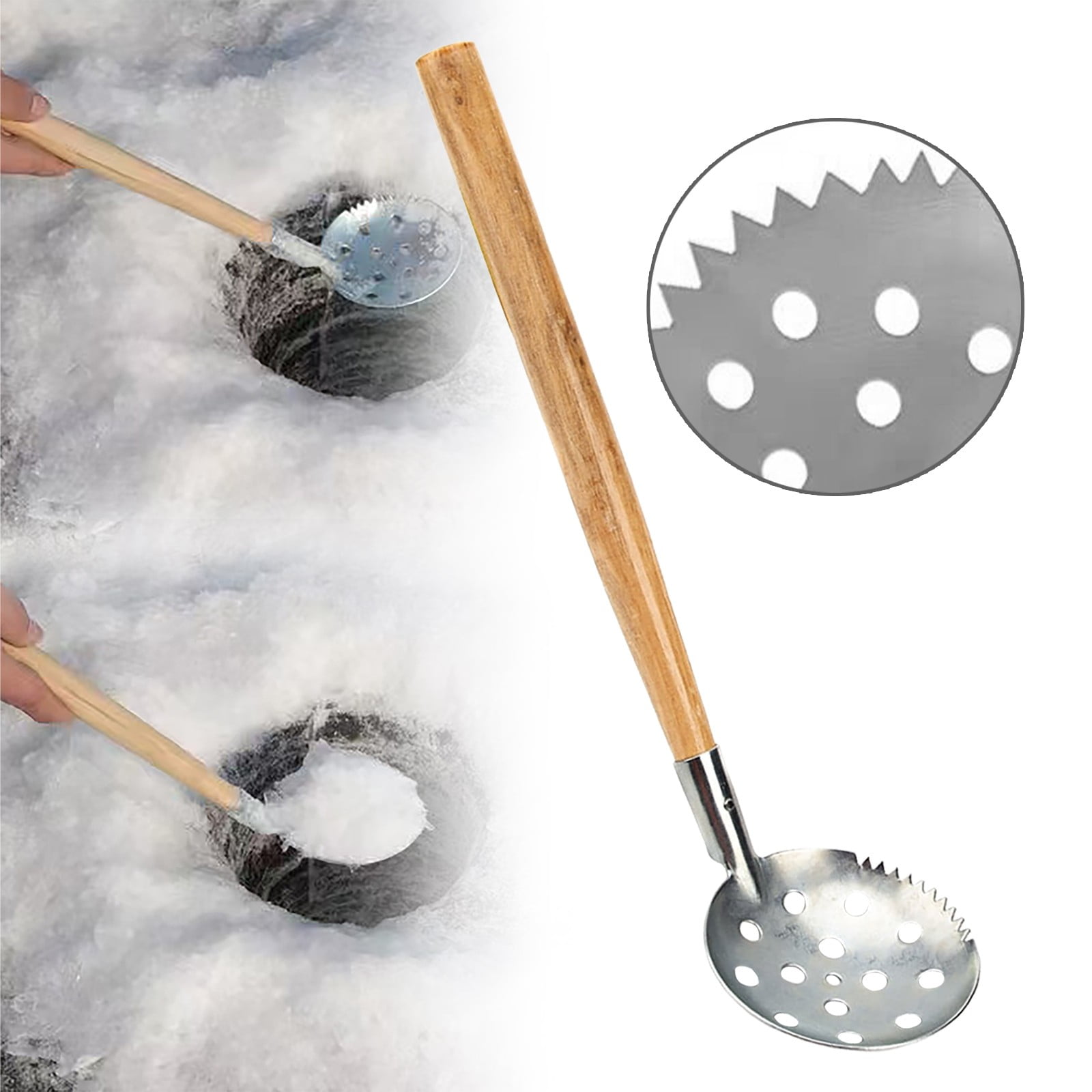 ZBFJINX Ice Fishing Winter Ice Fishing With Wooden Handle Ice Slush Ice ...