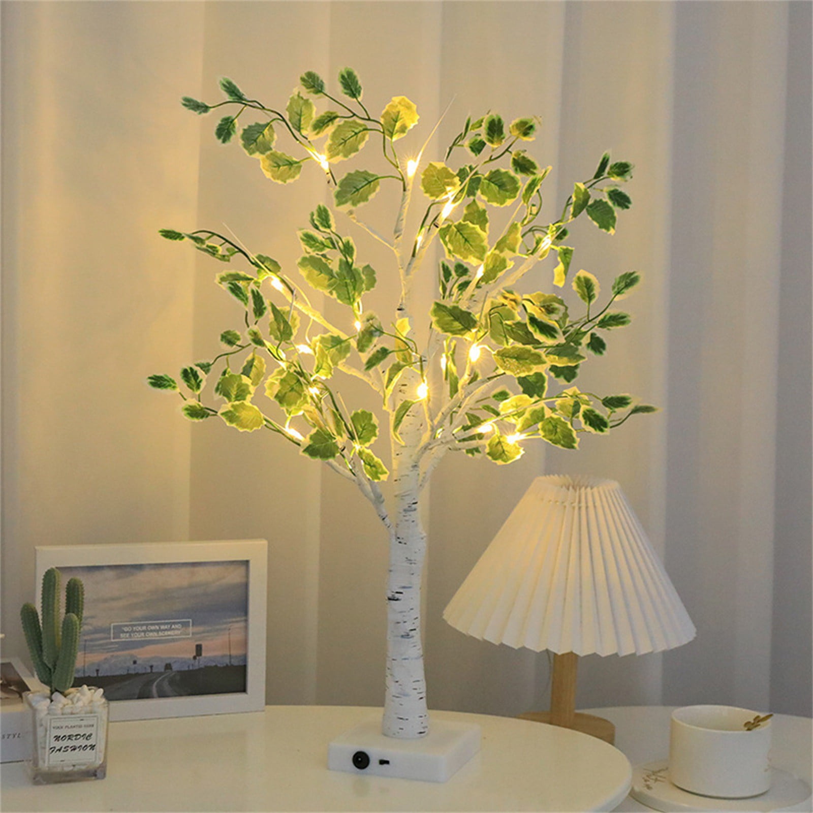 ZBFJINX Light Up Tree Decor Indoor LED Tree Lamp Lighted With Green ...