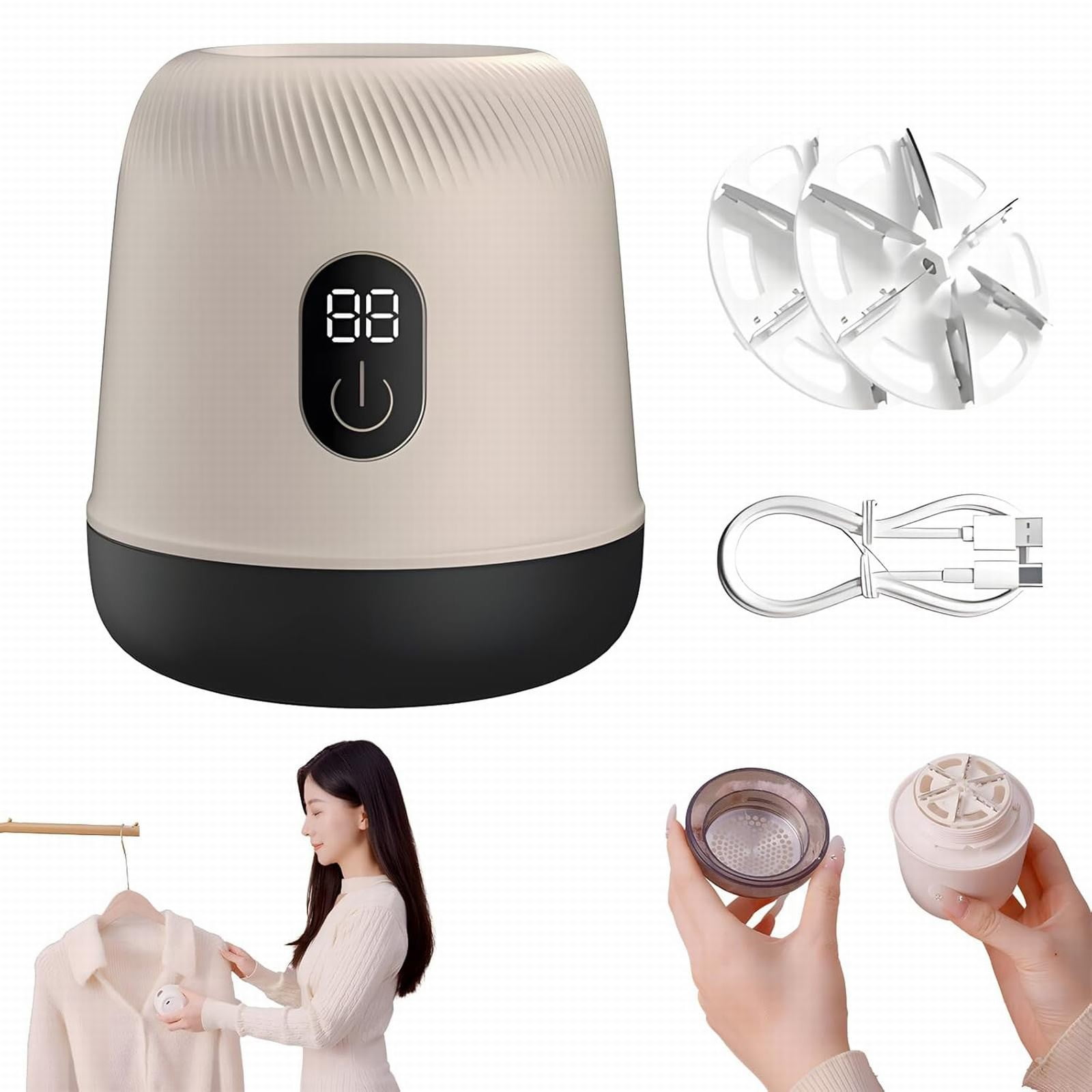 ZBFJINX Portable Cordless Fabric Shaver Clothing Dehairing Machine 6 ...