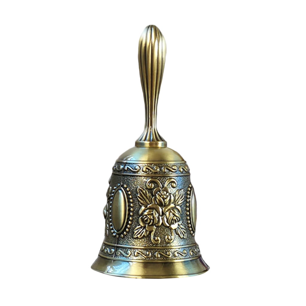 ZBFJINX Retro Metal Tone Copper School Dinner Shop Hand Bell Tea Bell ...