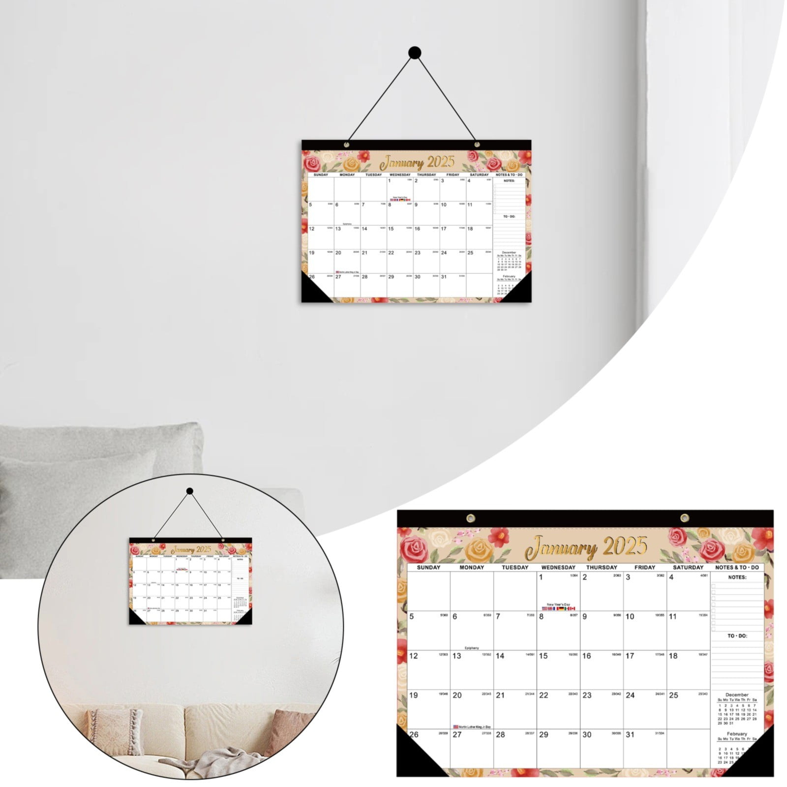 ZBFJINX Thick Planning Inches Months Calendar DecemberCalendar Paper ...