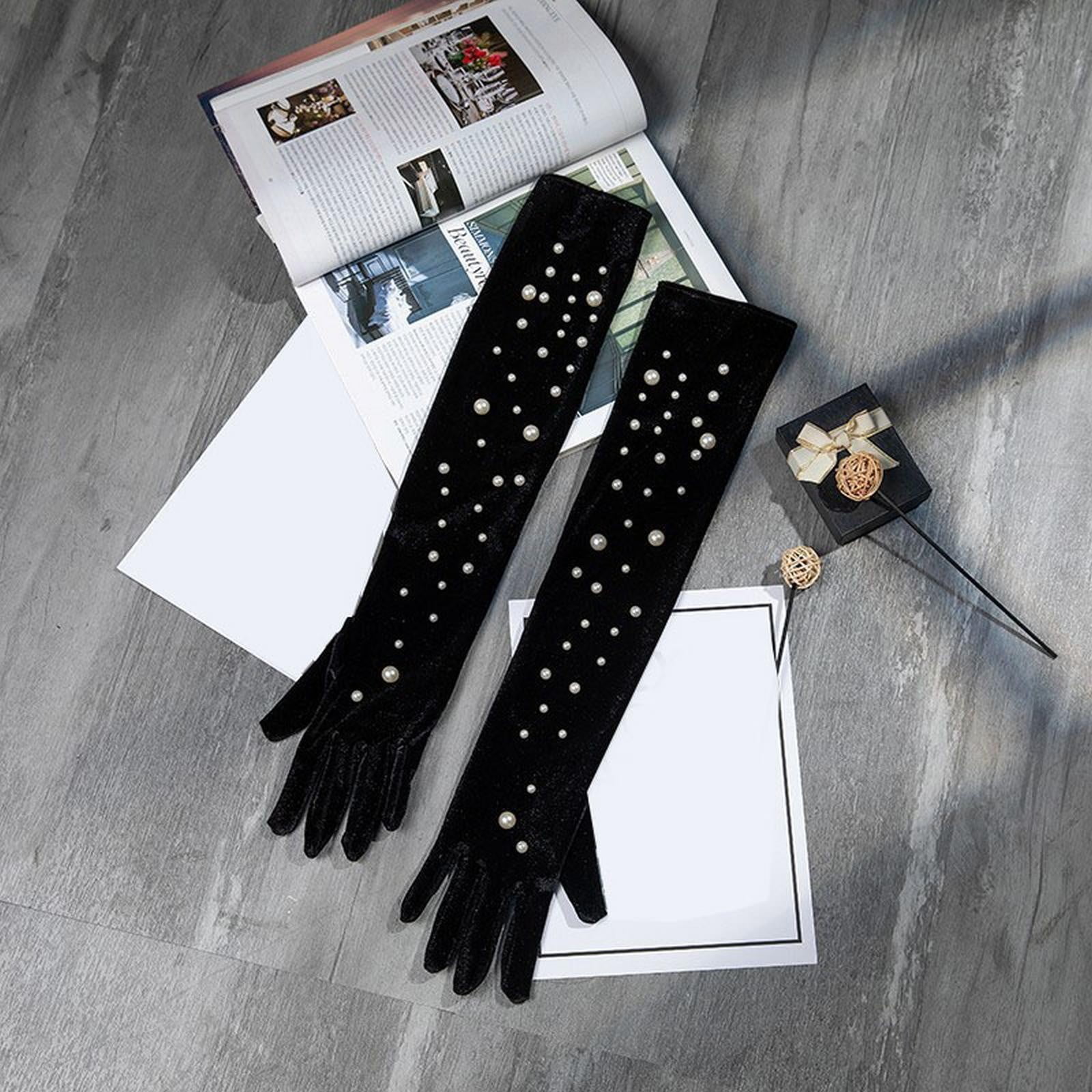 ZBFJINX Women’s Long Velvet Gloves With 21" Opera Evening Gloves 1920s ...